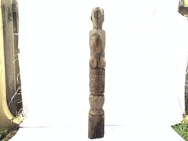 Asian Sculpture FEMALE FERTILITY GUARDIAN POLE STATUE Aged old