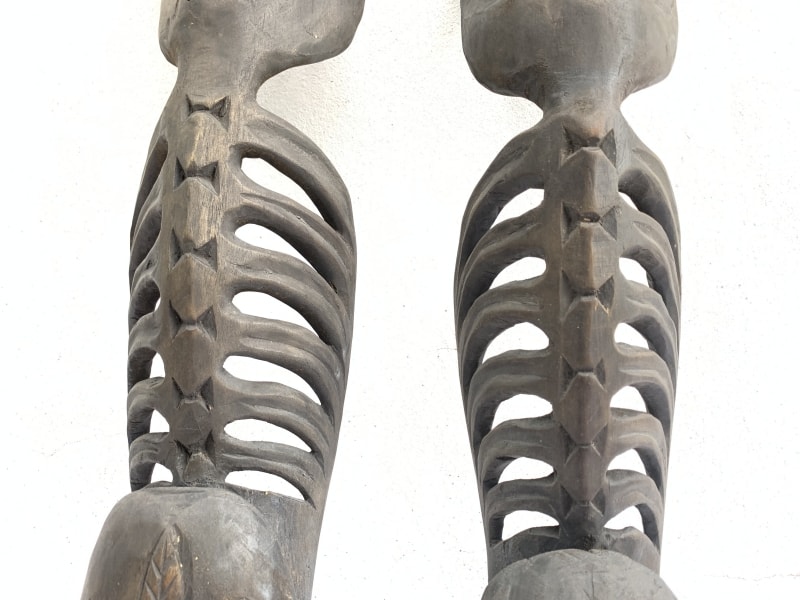 Skeleton Figurine TWO LETI STATUE Wooden Sculpture Figure Icon