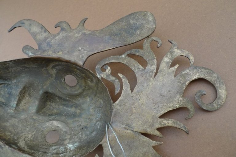 Brass Mask Brass Bronze Cast Facial Sculpture Shiny Gold