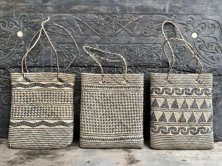 Handmade Bag (3 Pieces) Weaving Basket Handbag Fiber Art