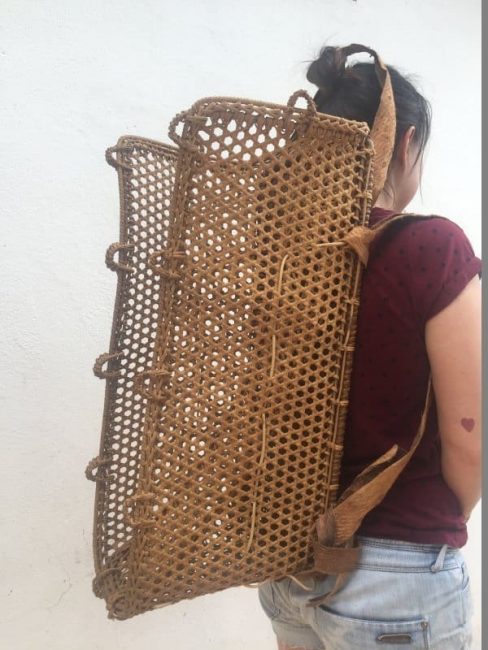 Tribal Backpack AUTHENTIC 650mm RATTAN TAMBOK Basket Asia